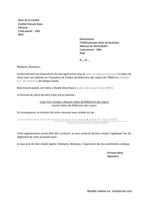 Lettre d’augmentation de loyer type – neoimmob